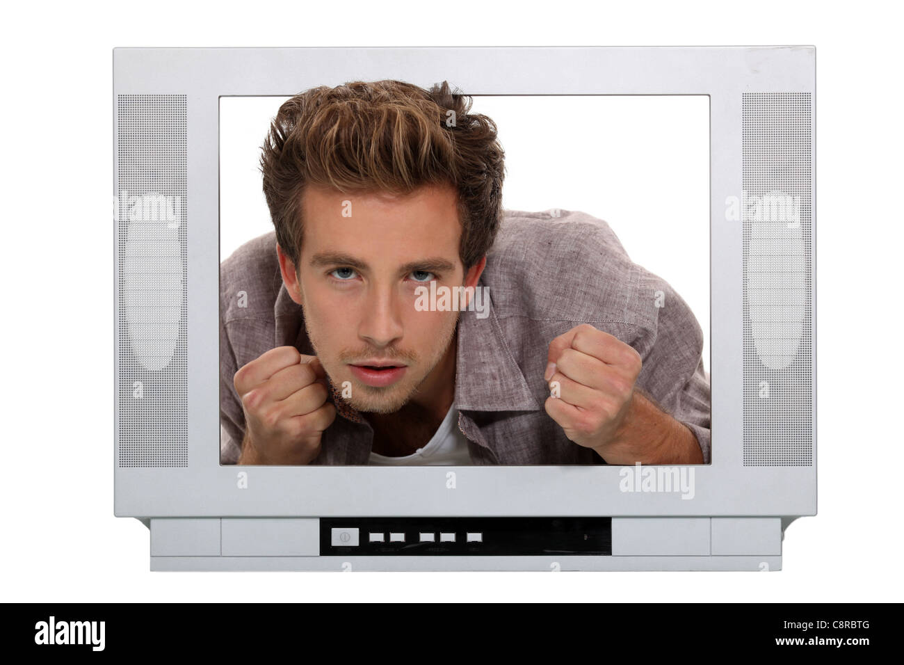 angry man behind a screen Stock Photo - Alamy