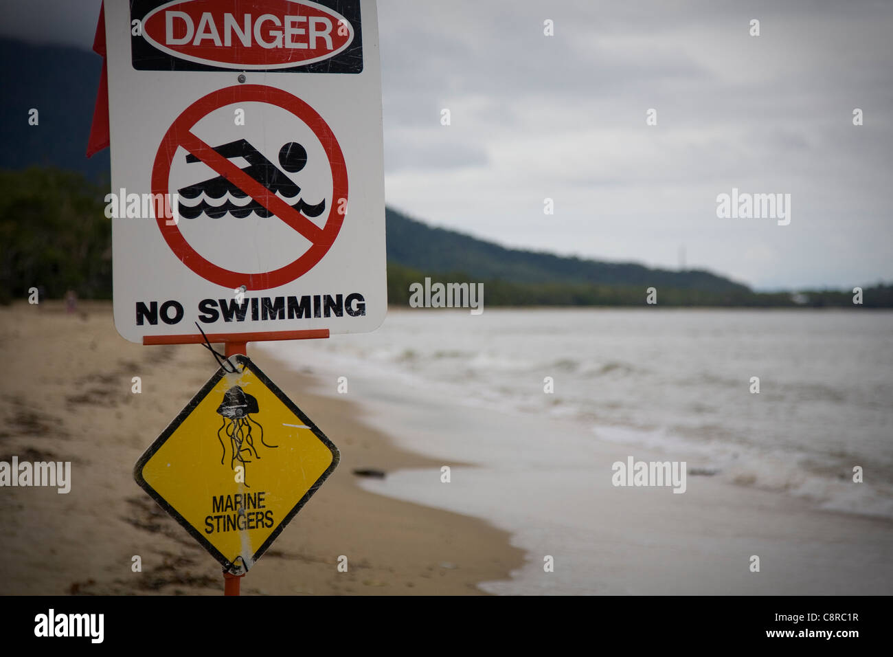 No swimming danger warning sign Stock Photo - Alamy