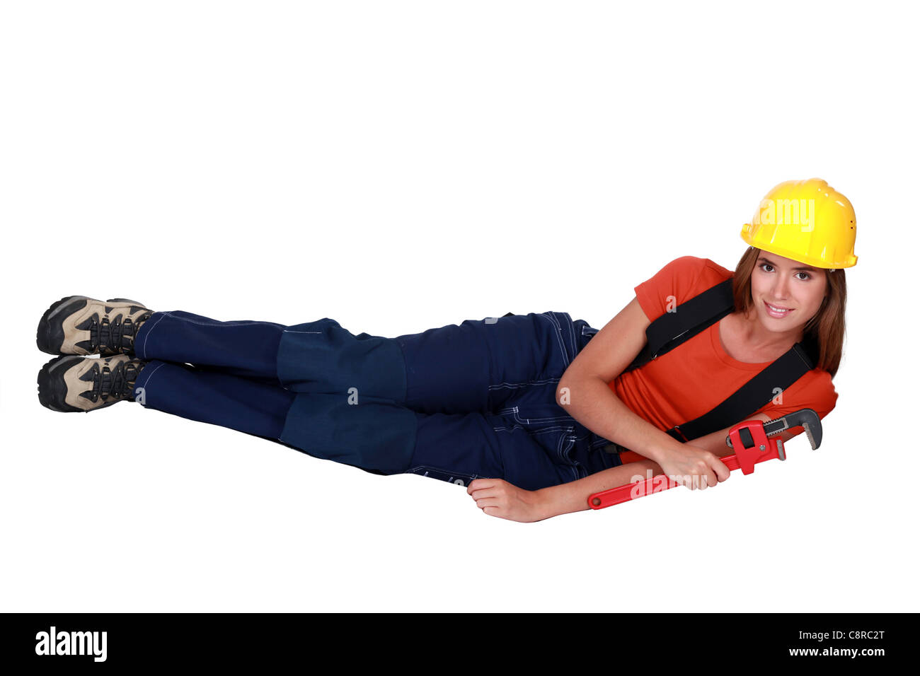 craftswoman in a strange position Stock Photo - Alamy