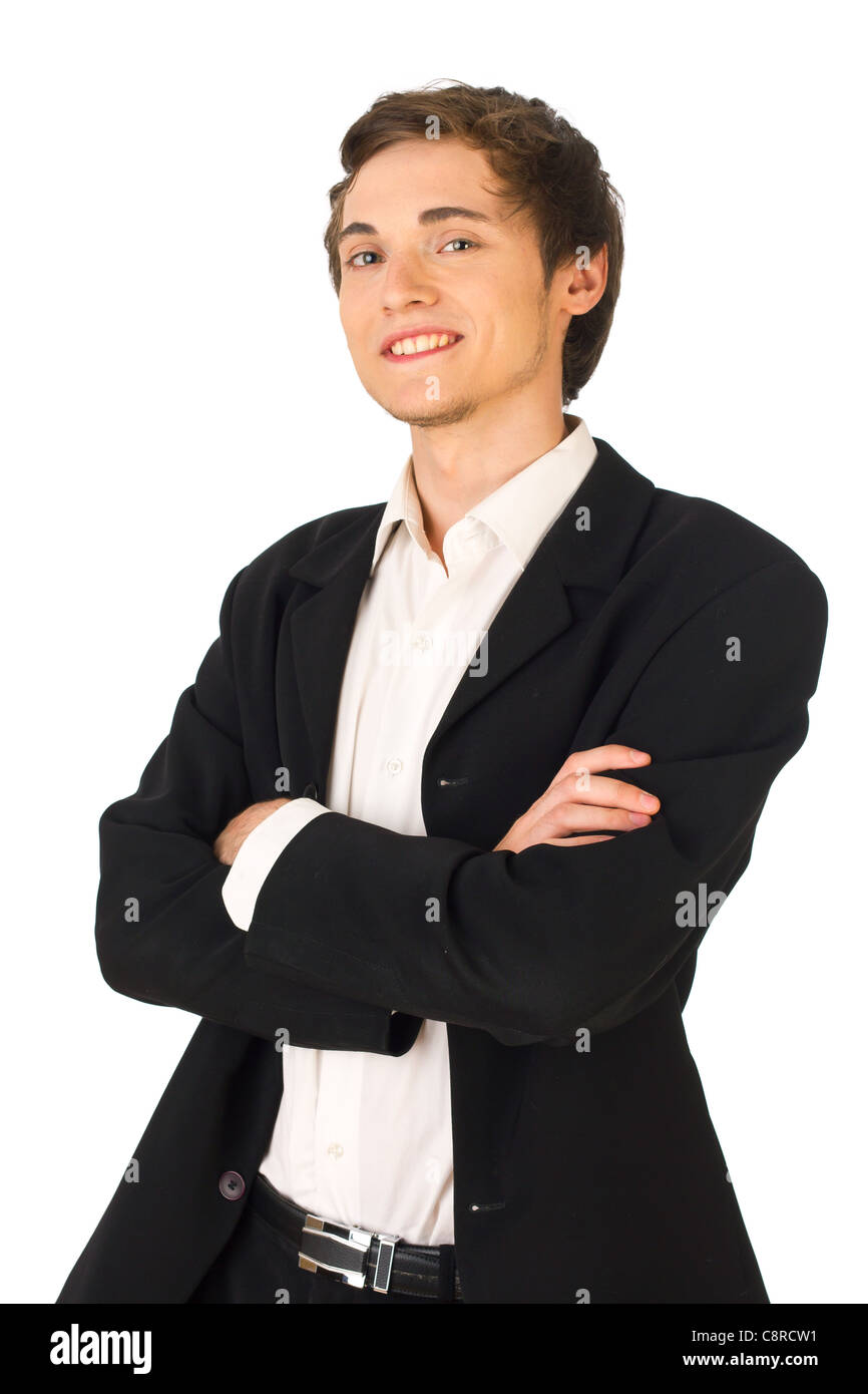 Successful business man standing and smiling in camera Stock Photo - Alamy