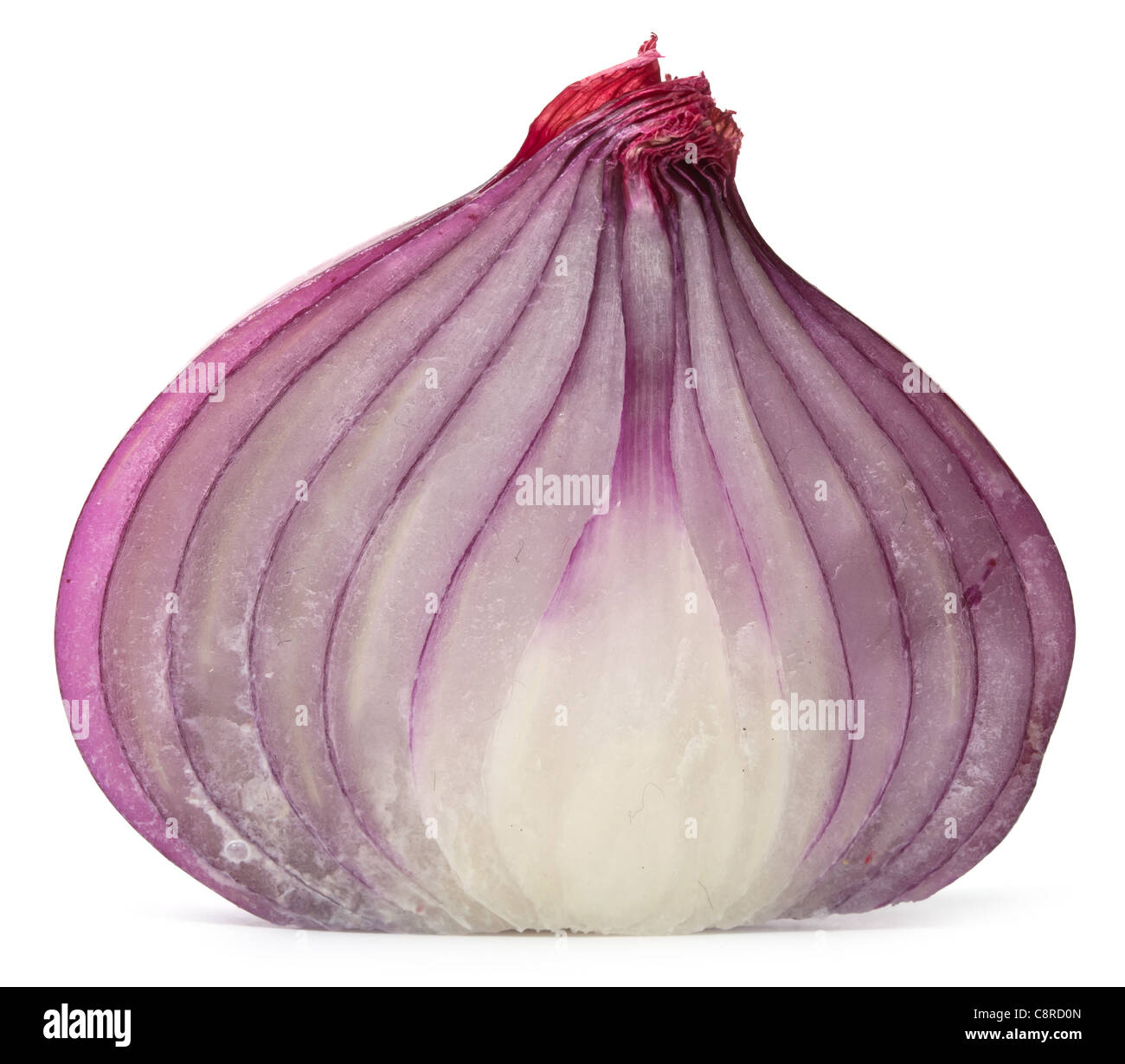 Peeled red onion cut on white background with shadow Stock Photo - Alamy