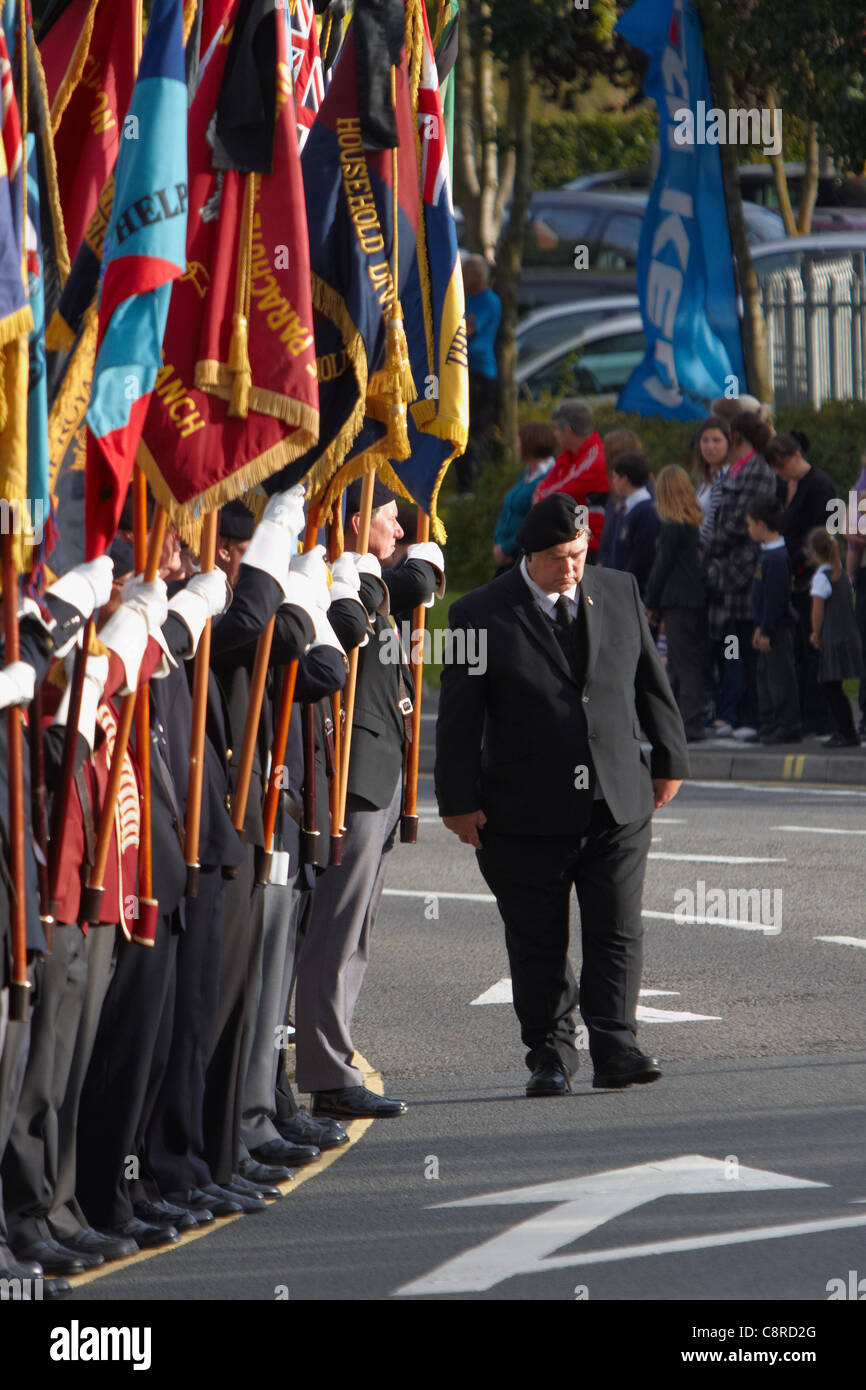 Standard bearers at the repatriation memorial in Carterton, Oxfordshire ...