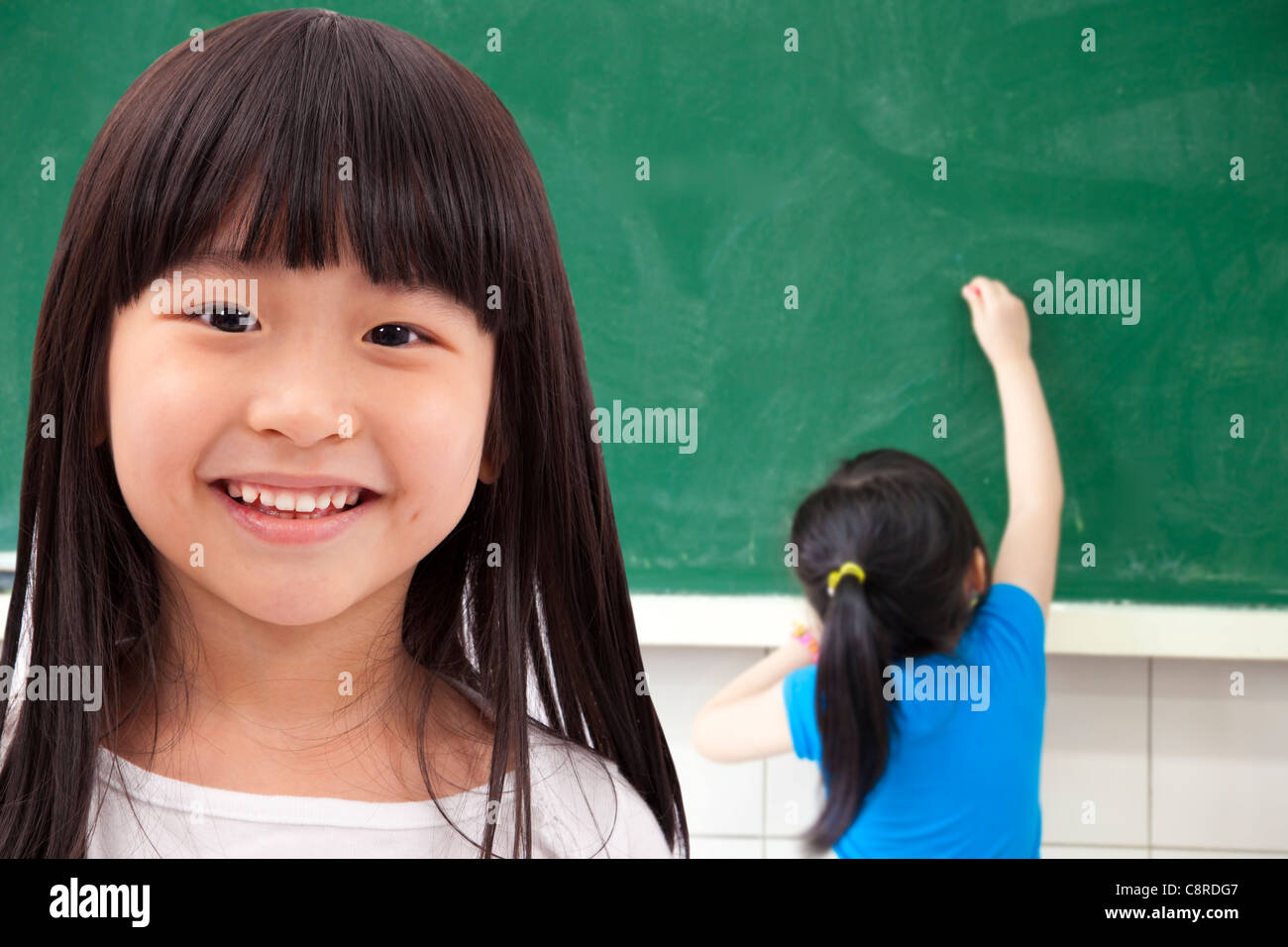happy asian student girls at school classroom Stock Photo - Alamy