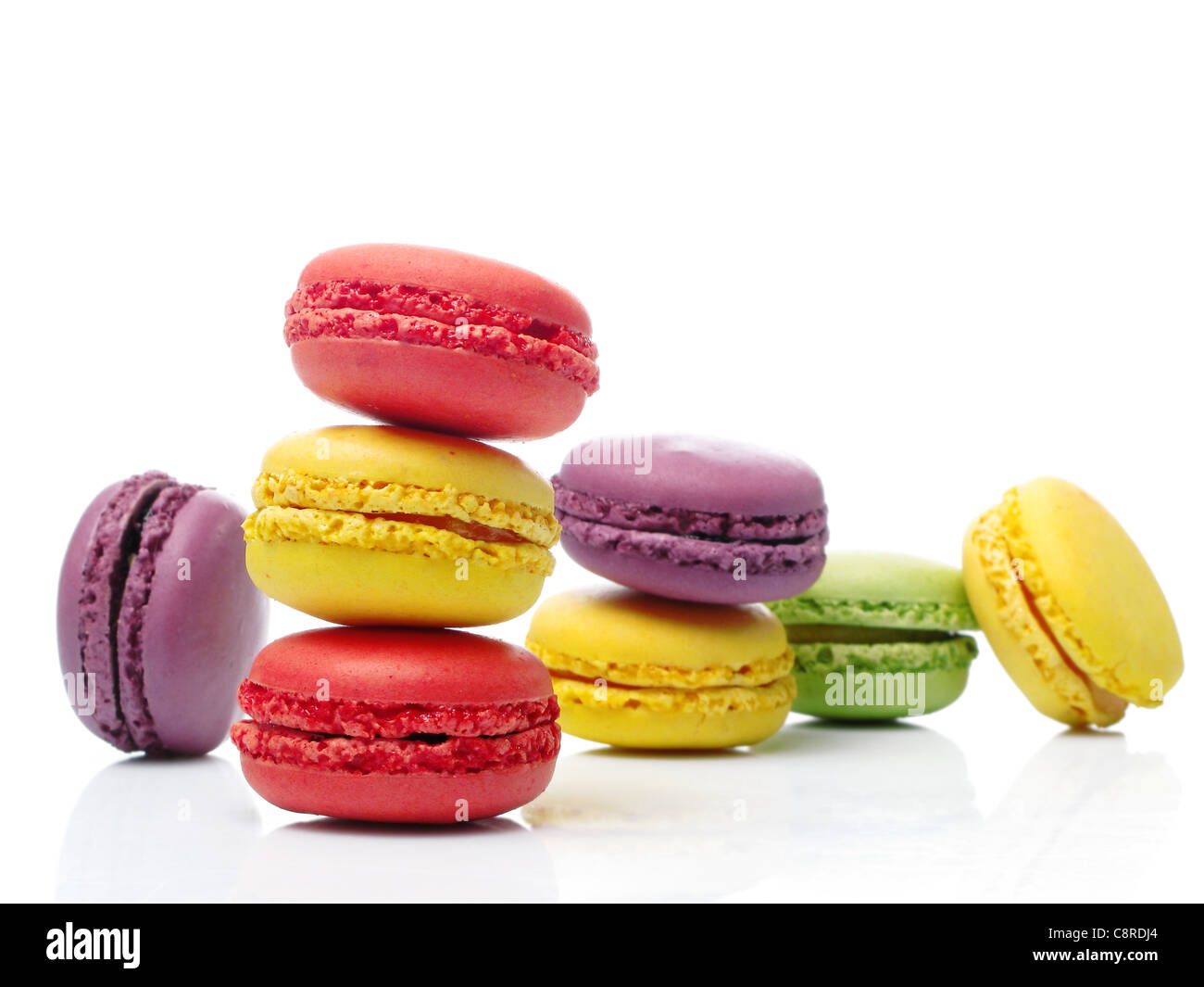 assortment of macaroons with a white background Stock Photo - Alamy