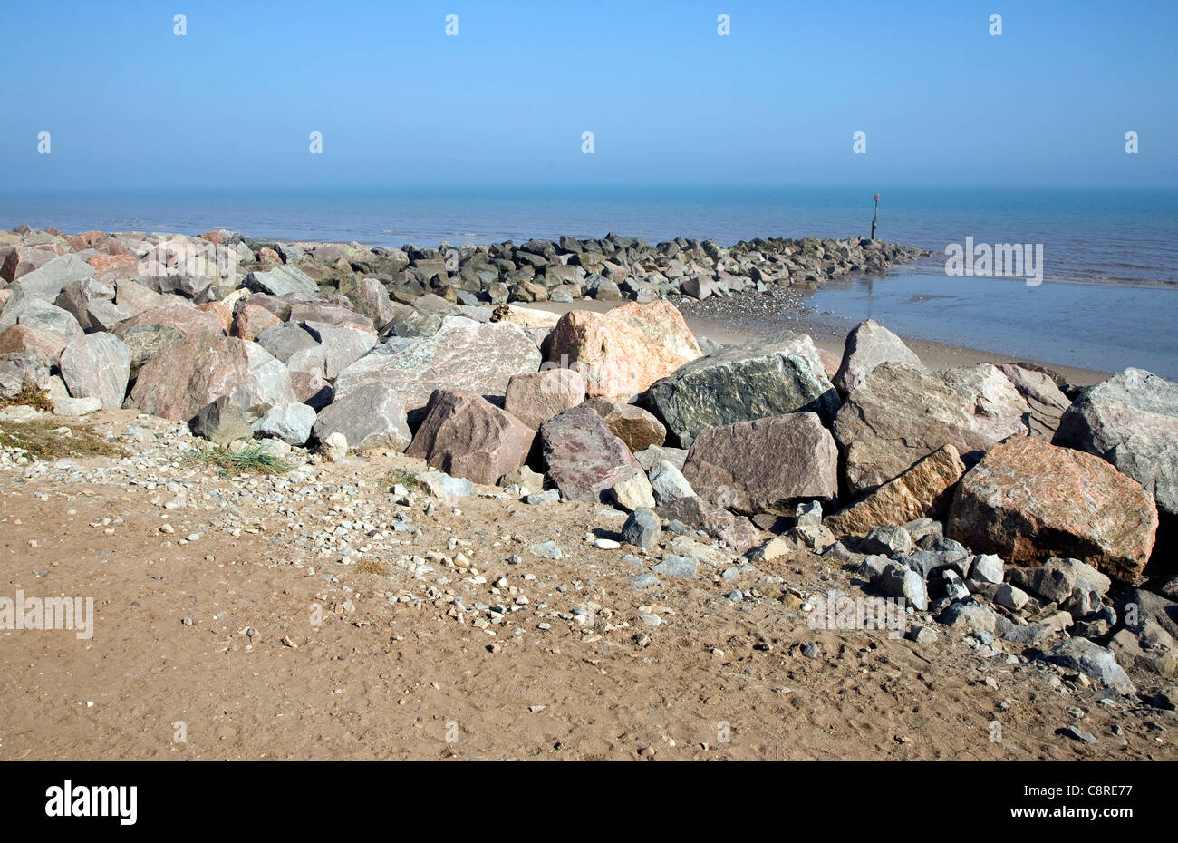Rock armour groynes at Mappleton, Yorkshire, England Stock Photo - Alamy