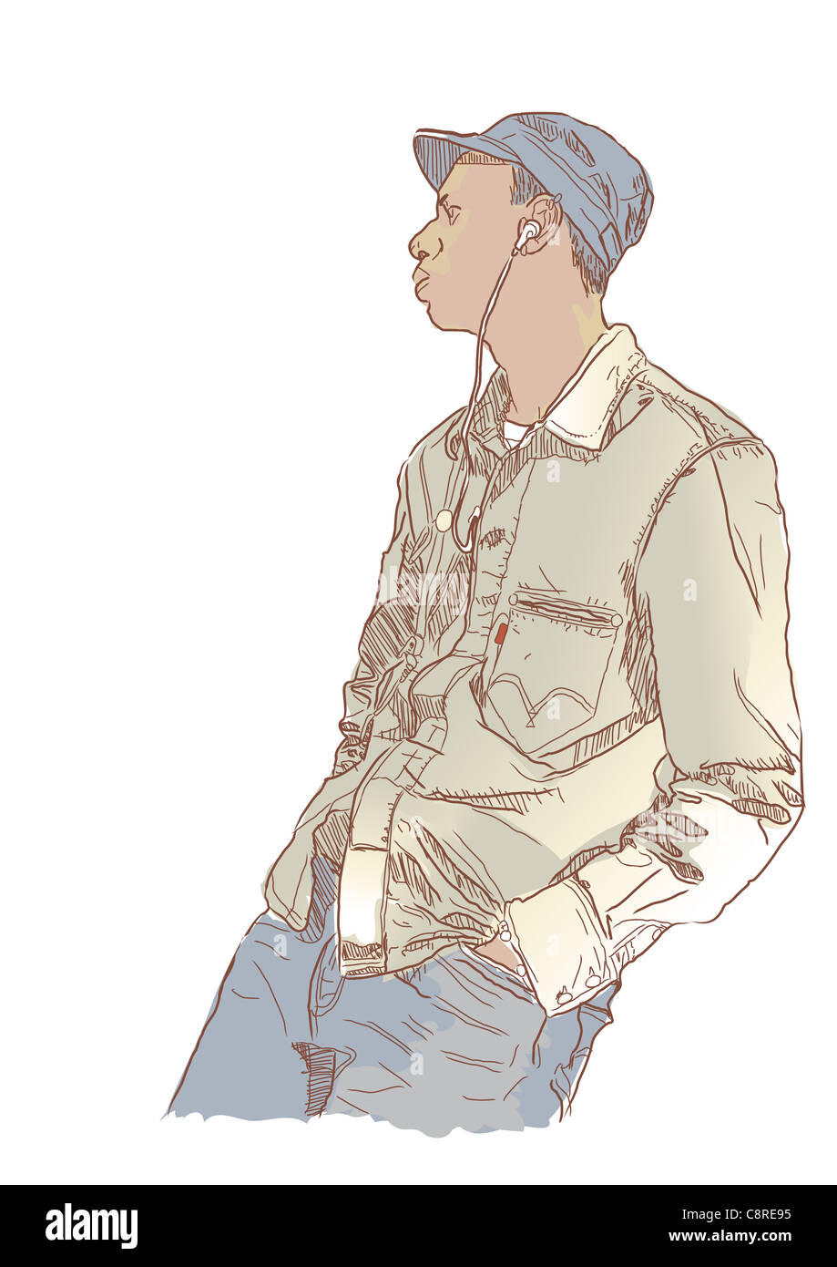 Silhouette man headphones on Cut Out Stock Images & Pictures - Alamy