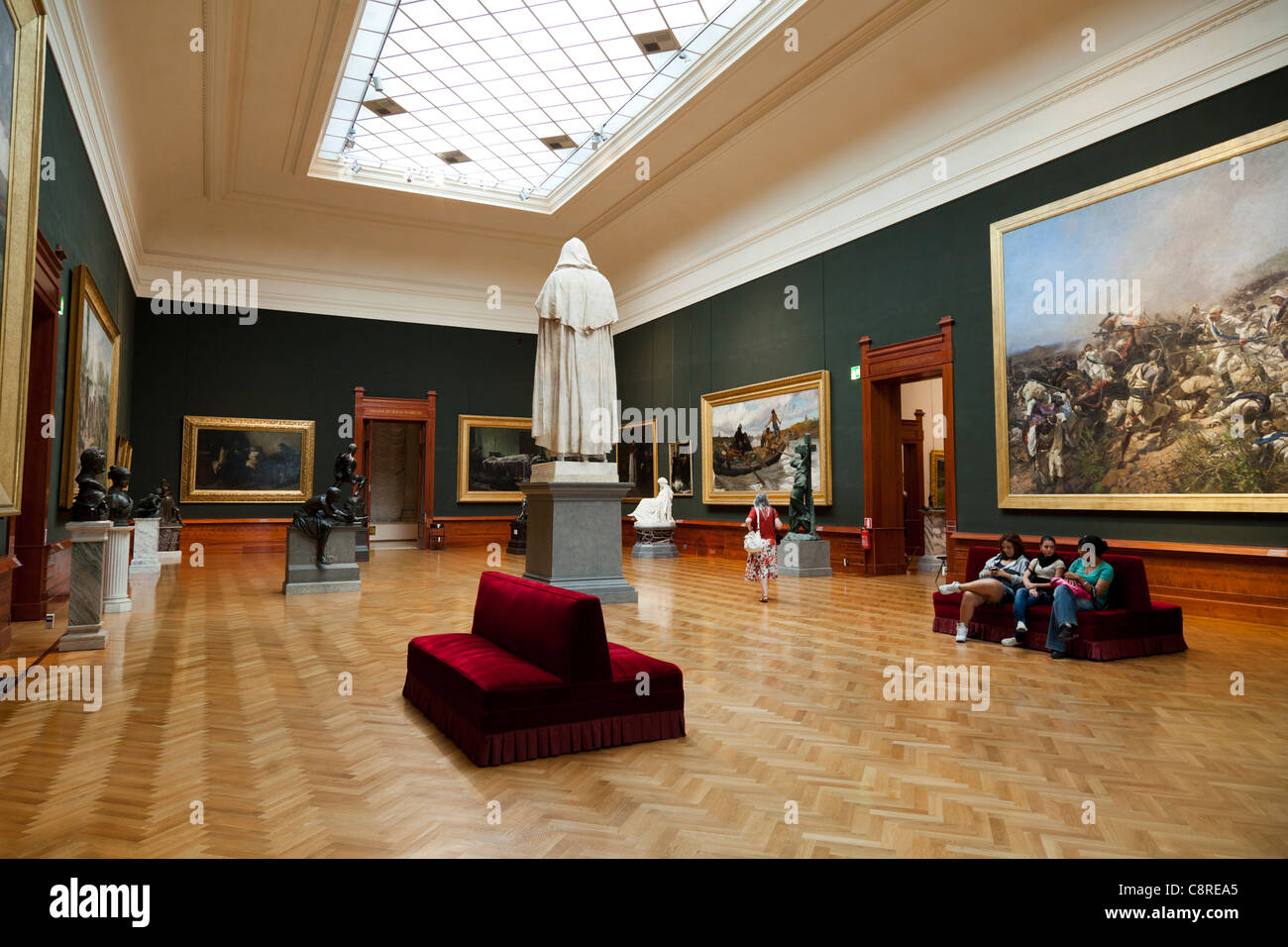 Galleries and visitors inside the museum of modern art in Rome Stock ...