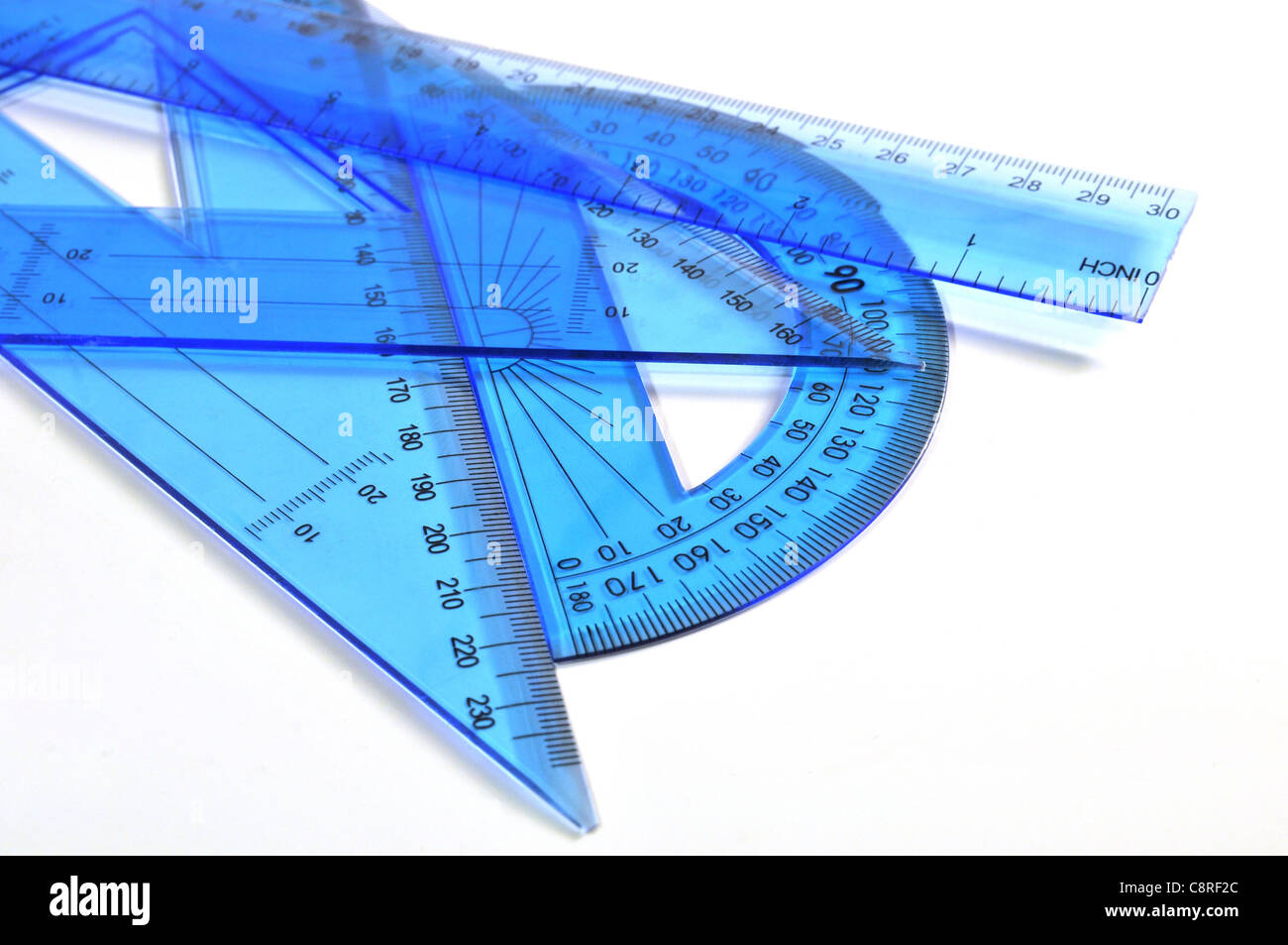 Geometry tools over white background Stock Photo - Alamy