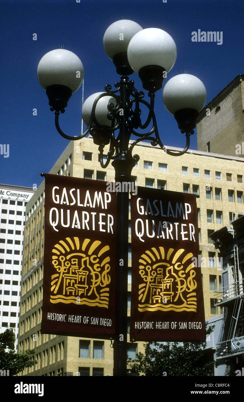 Signs for the old Gaslamp Quarter of San Diego, California, USA Stock ...