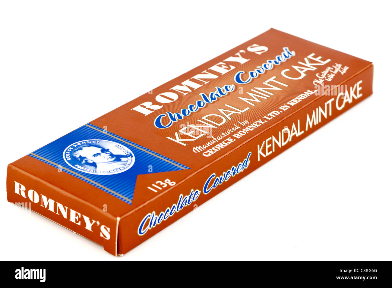 113 gram box of Romneys chocolate covered Kendal mint cake Stock Photo ...