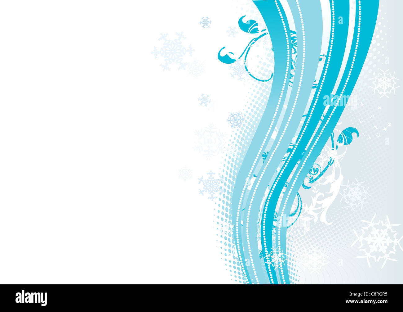 Surreal snowflakes design . Blue abstract background with waves ...