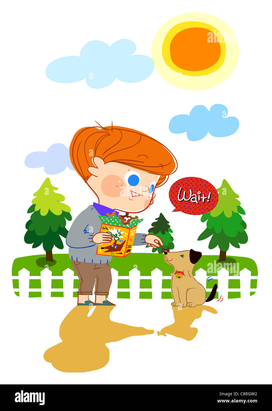 Boy feeding dog Cut Out Stock Images & Pictures - Alamy