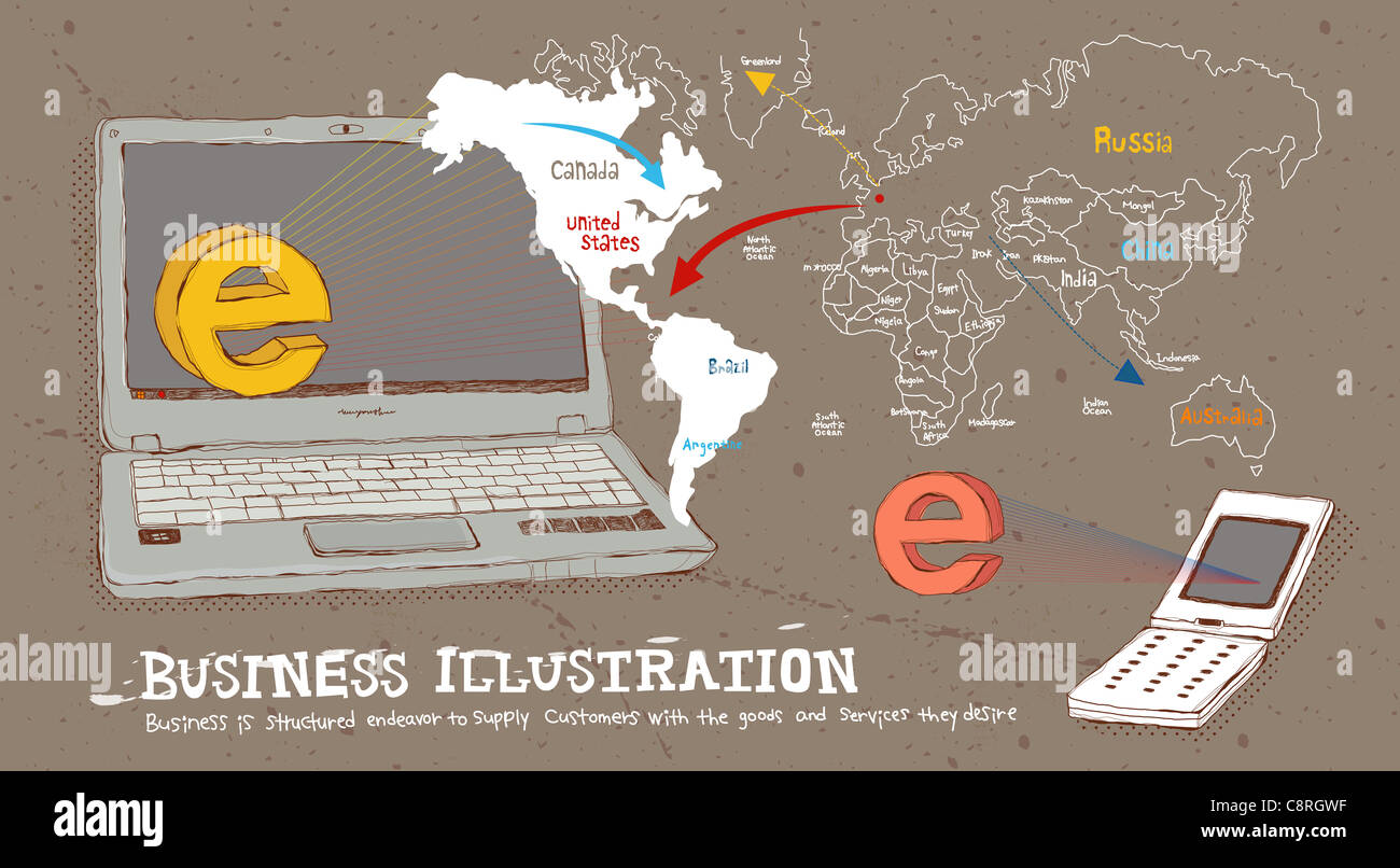 Illustration of world business Stock Photo - Alamy