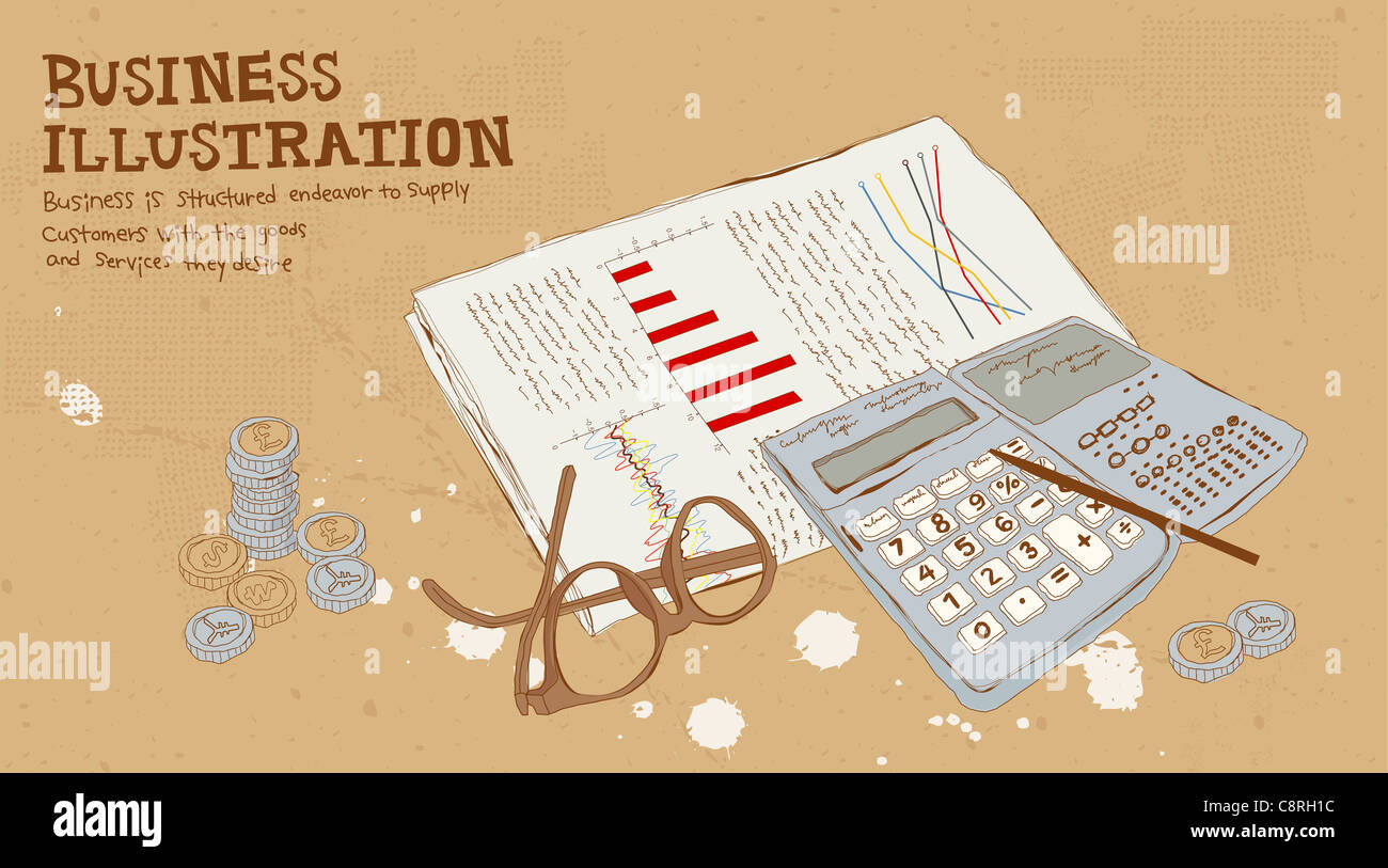 Illustration of business calculation Stock Photo - Alamy