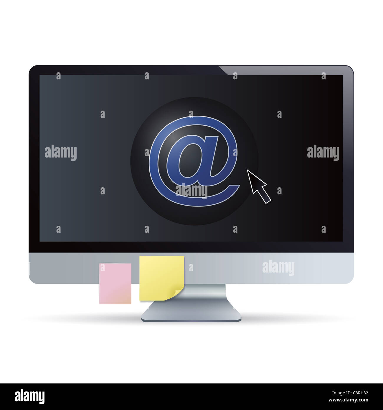 Illustration of computer monitor with an 'at' symbol Stock Photo - Alamy