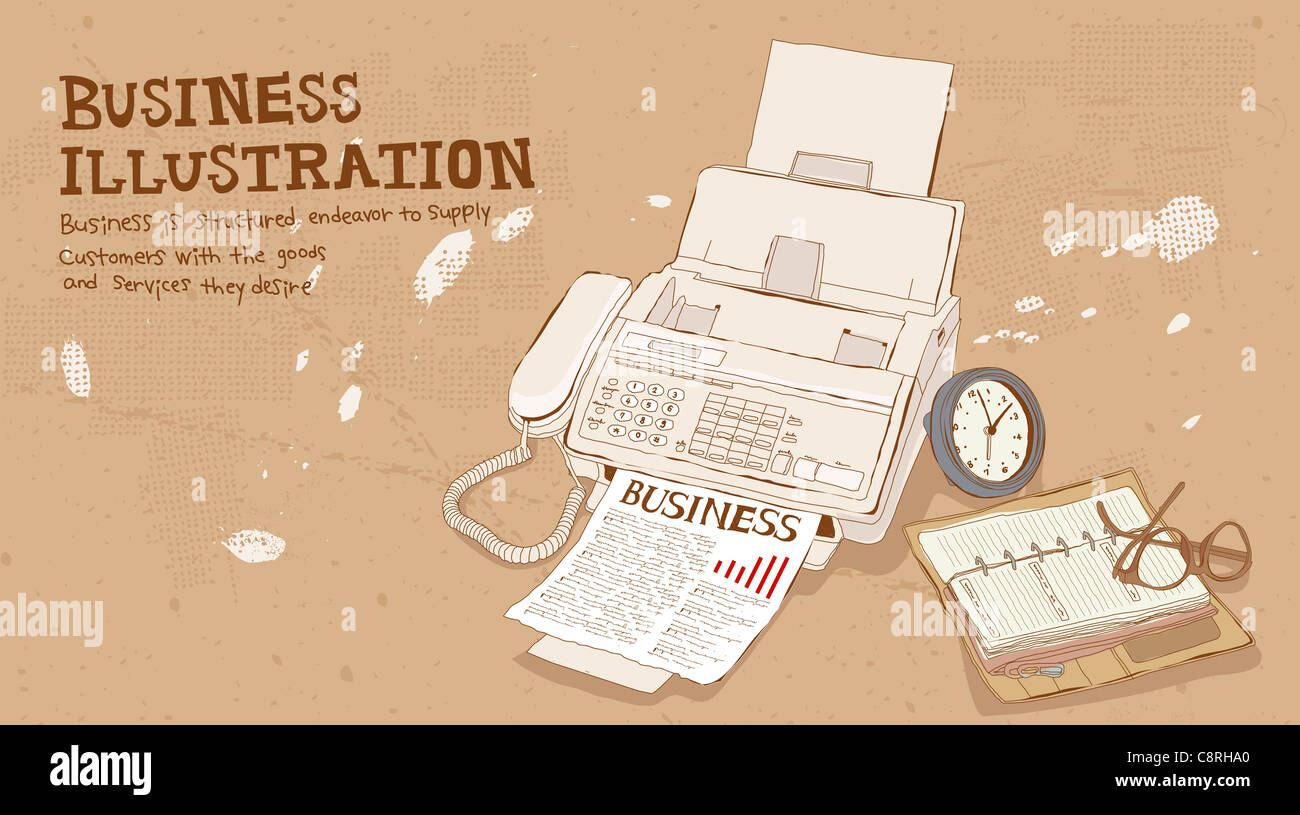 Illustration of fax machine Stock Photo - Alamy