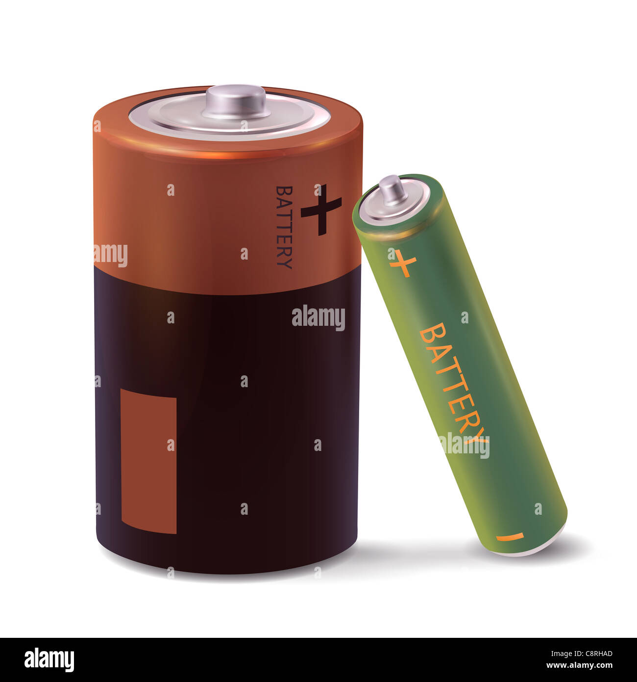Illustration of two batteries Stock Photo - Alamy