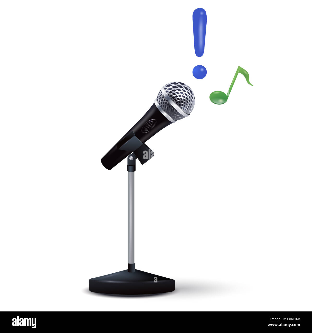 Illustration of microphone with musical note Stock Photo - Alamy