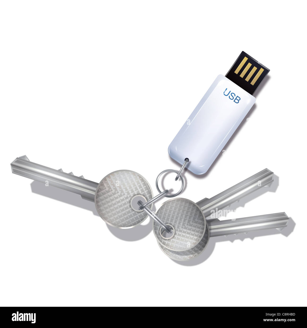 Illustration of USB with keys Stock Photo - Alamy