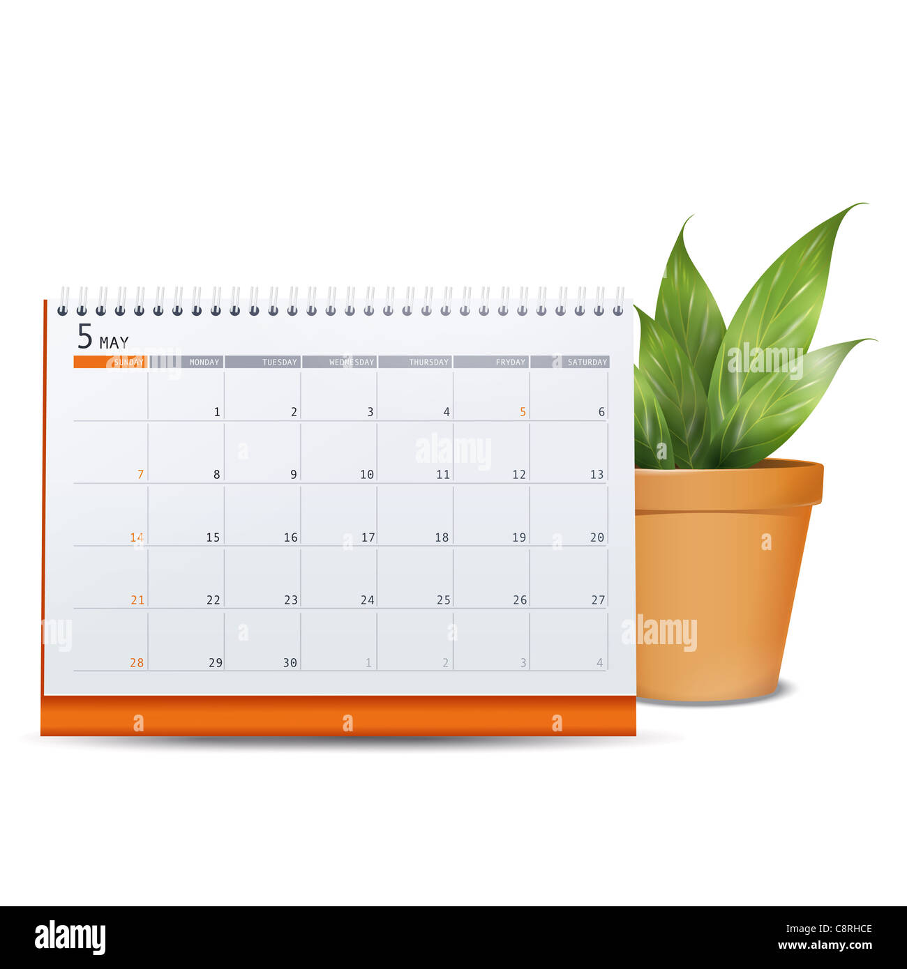 Illustration of calendar with potted plant in background Stock Photo ...