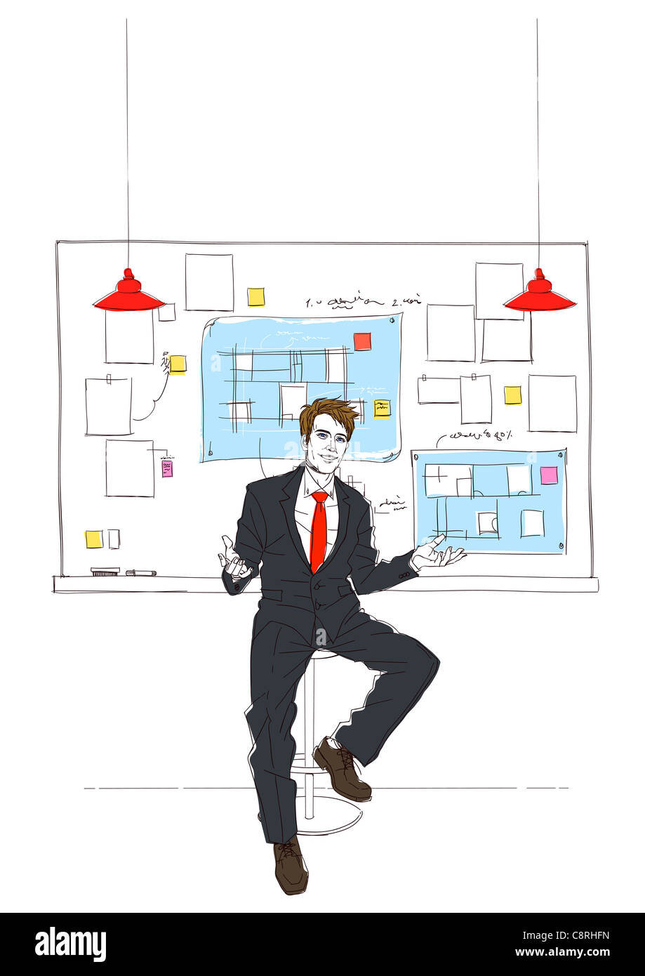 Illustration of businessman gesturing Stock Photo - Alamy
