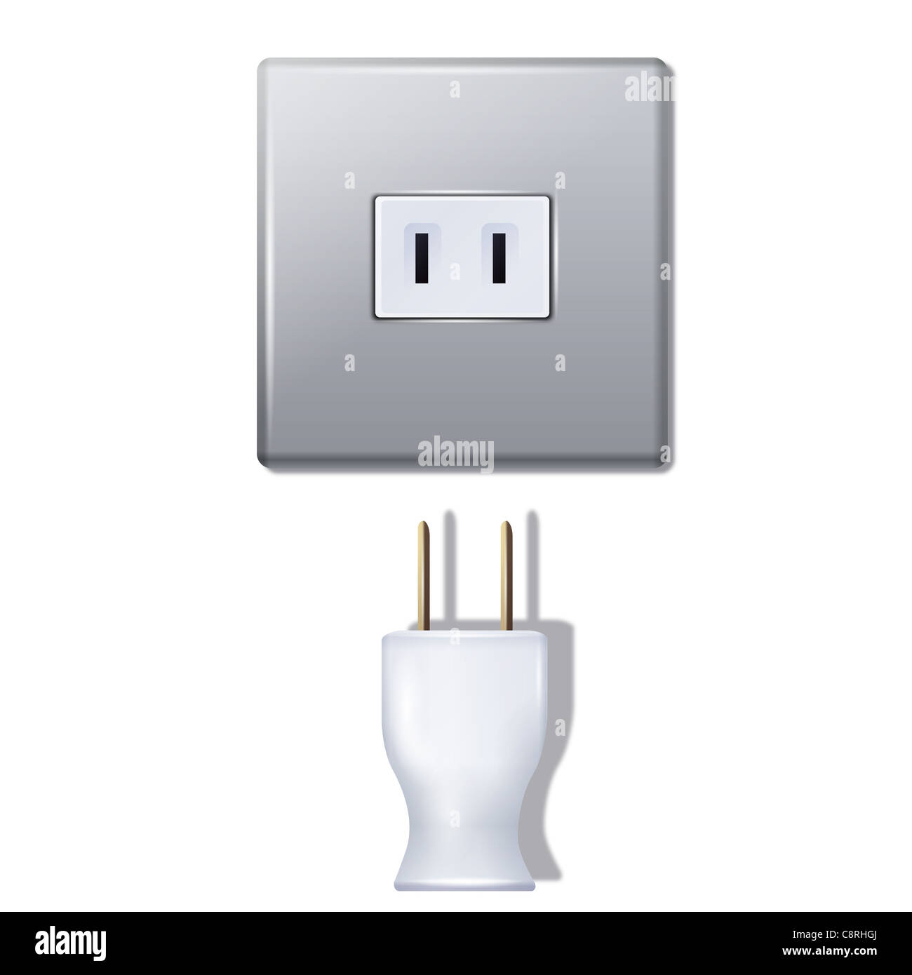 Electric plug and outlet over white background Stock Photo - Alamy