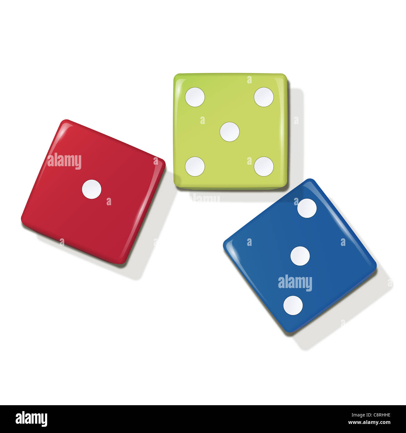 Multi colored dice against white background Stock Photo - Alamy