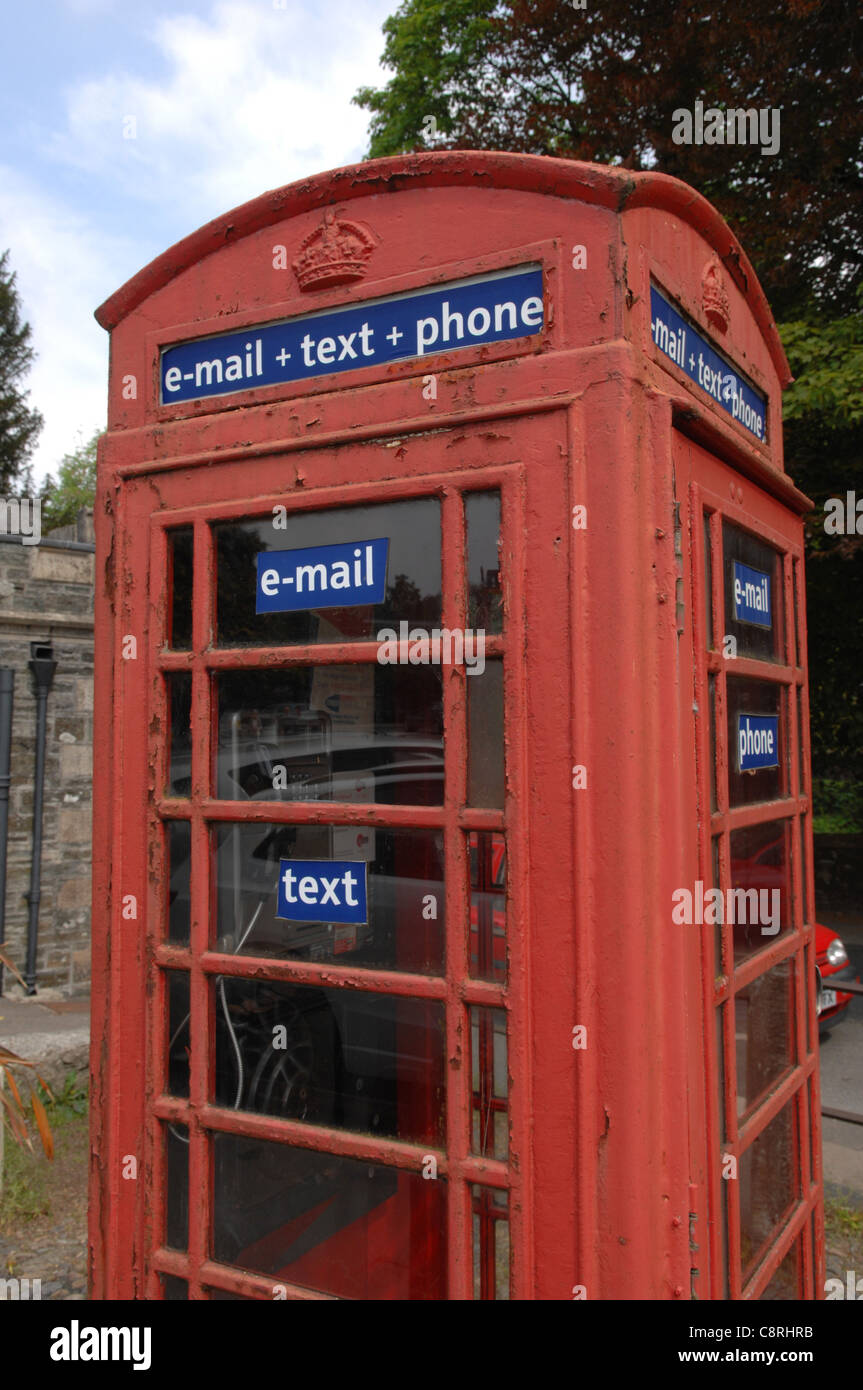 old red British telecom phone box Stock Photo - Alamy