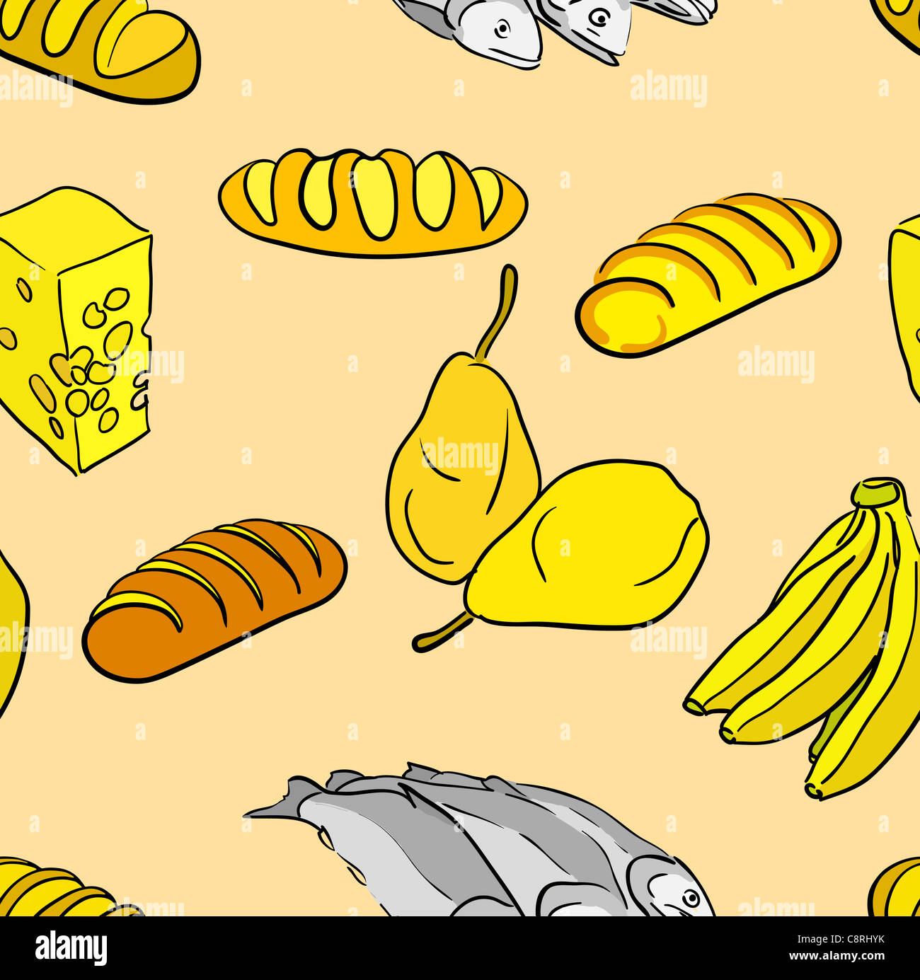 big collection of hand drawn food Stock Photo - Alamy
