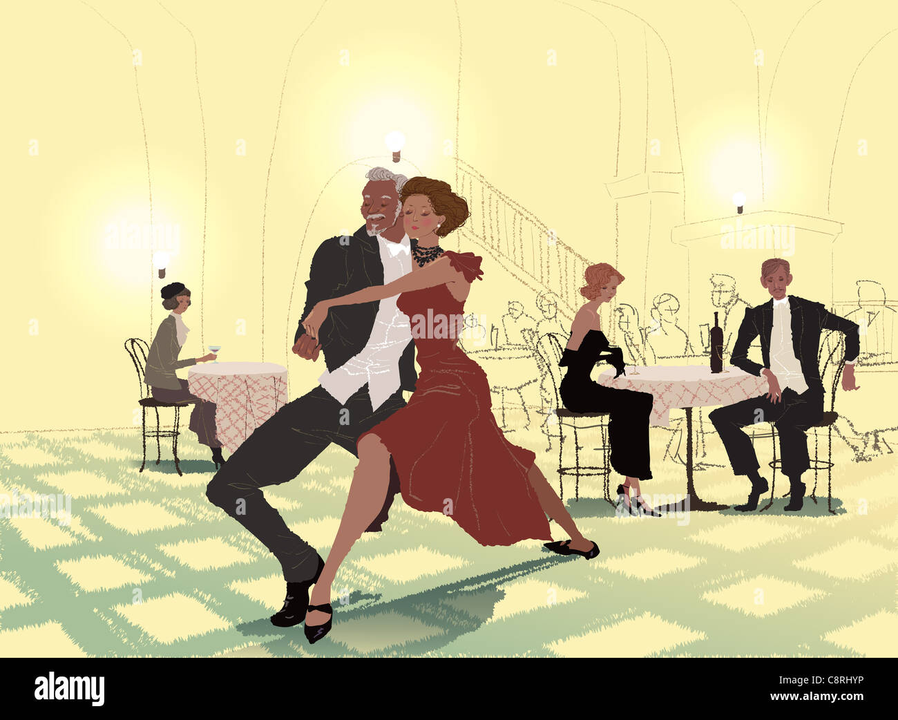 Couple dancing at restaurant Stock Photo - Alamy