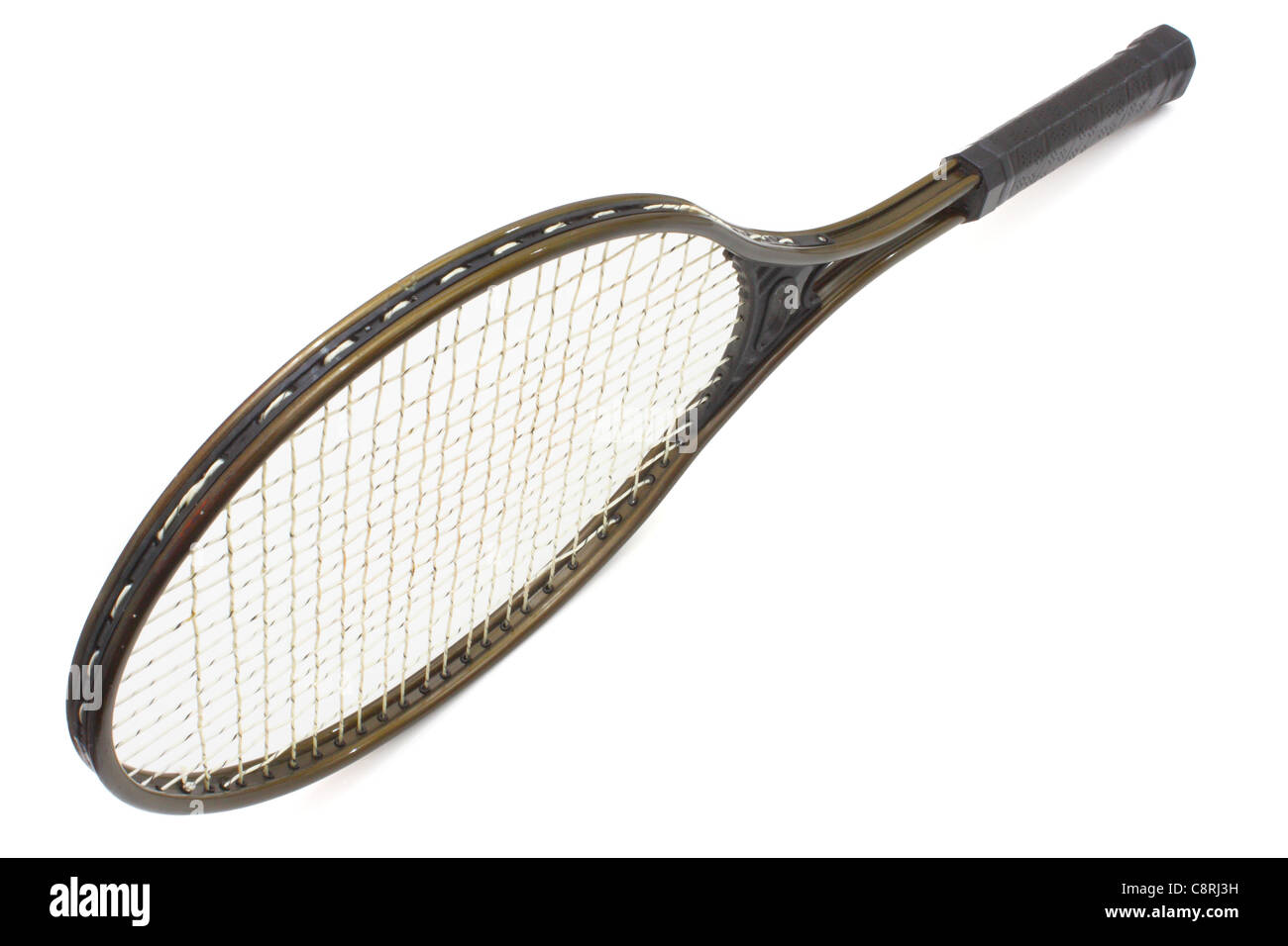 Tennis racket of brown color on a white background Stock Photo - Alamy