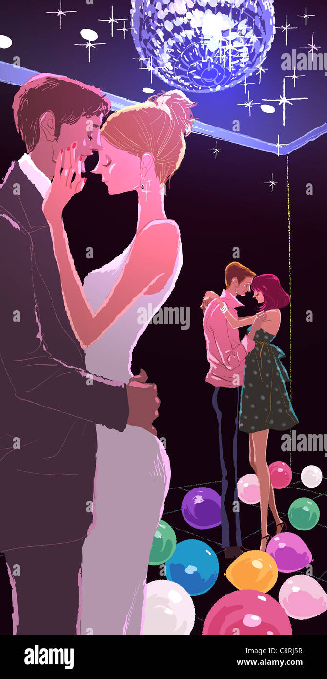 Boyfriend and girlfriend dancing Stock Photo - Alamy