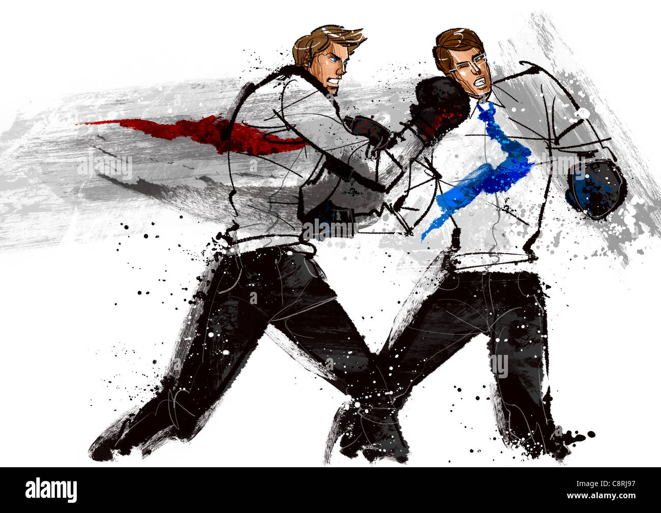 Illustration of two men boxing Stock Photo - Alamy