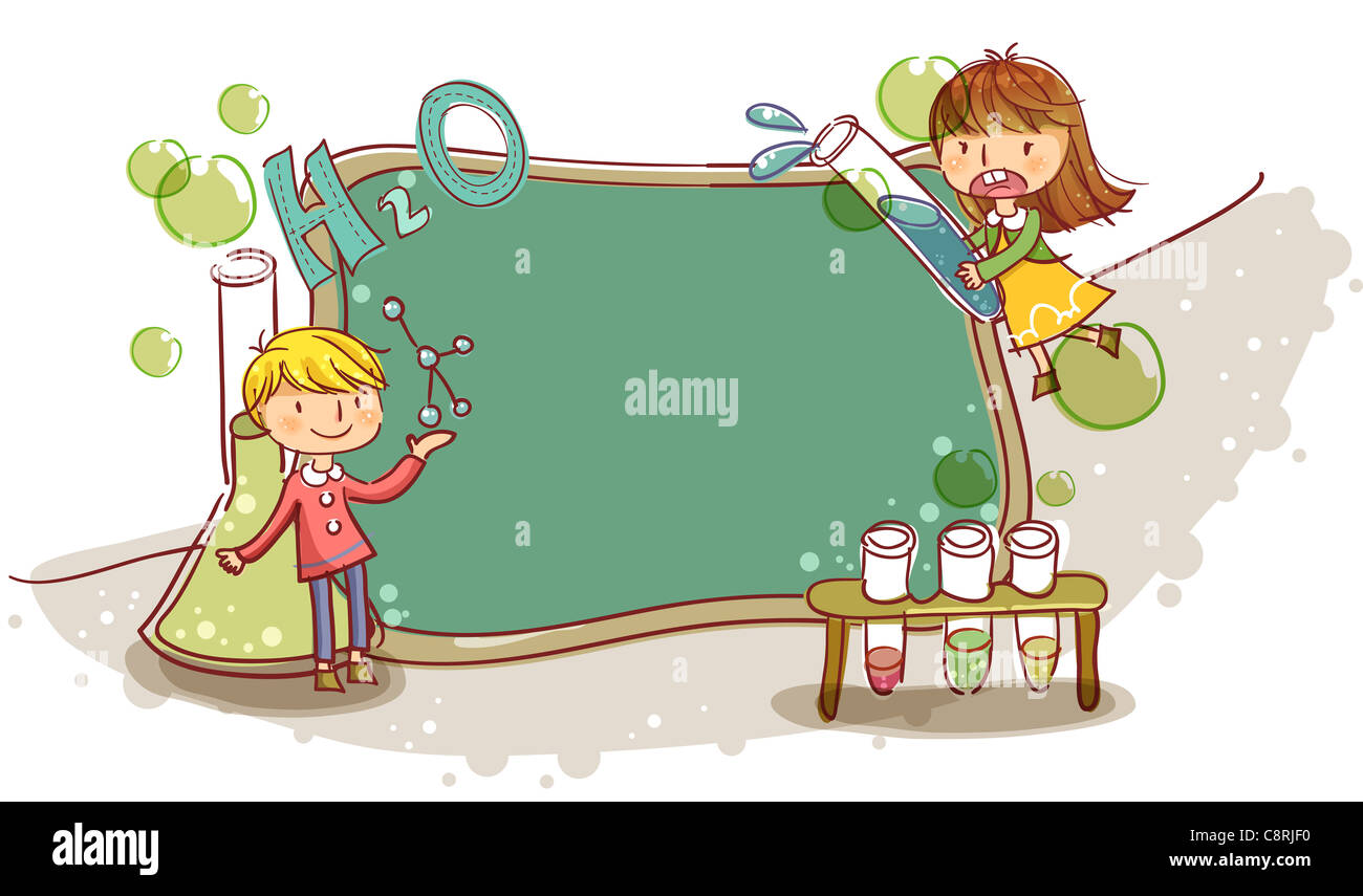 Illustration of children with science equipments Stock Photo - Alamy