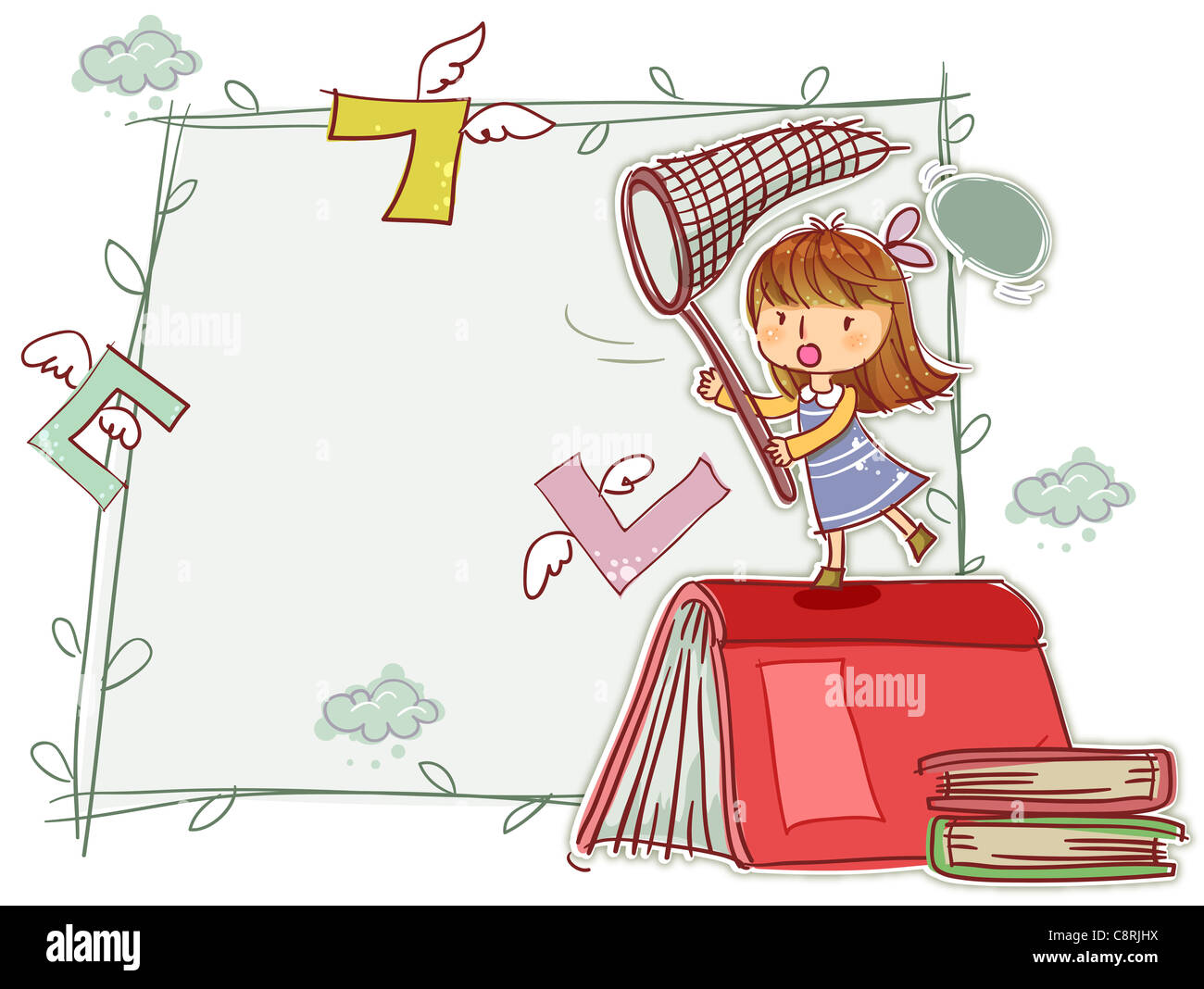 Girl holding fishing net Stock Photo - Alamy