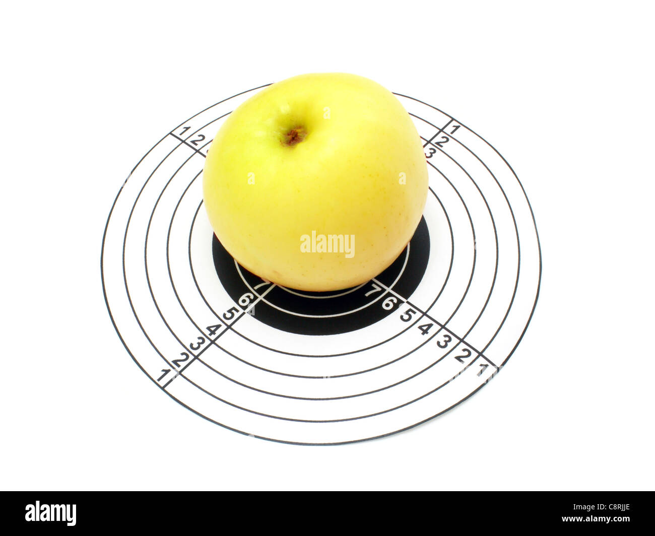 target and apple isolated on a white background Stock Photo - Alamy