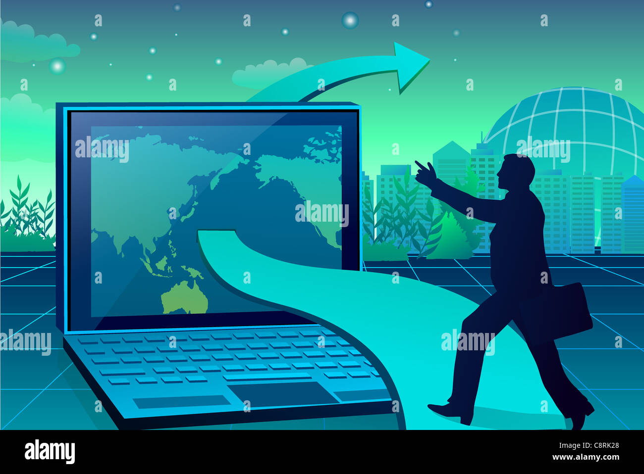 Illustration of internet and a man Stock Photo - Alamy