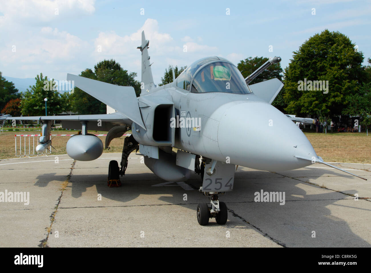 Swedish Air Force Saab JAS-39 Gripen fighter jet on its parking ...