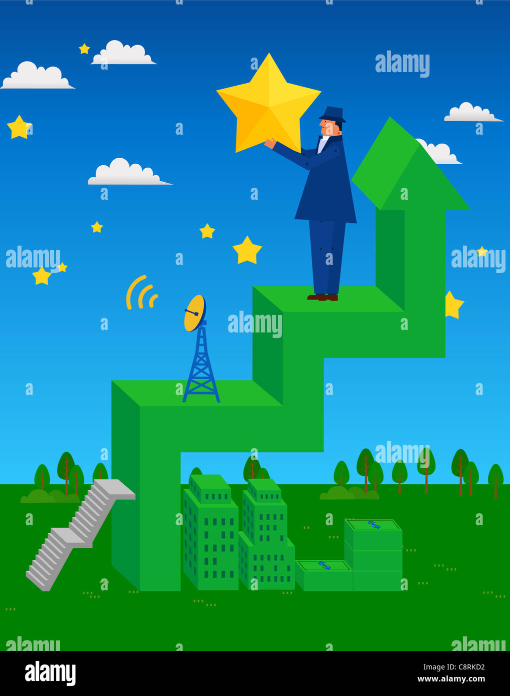 Arrow on stairs hi-res stock photography and images - Alamy