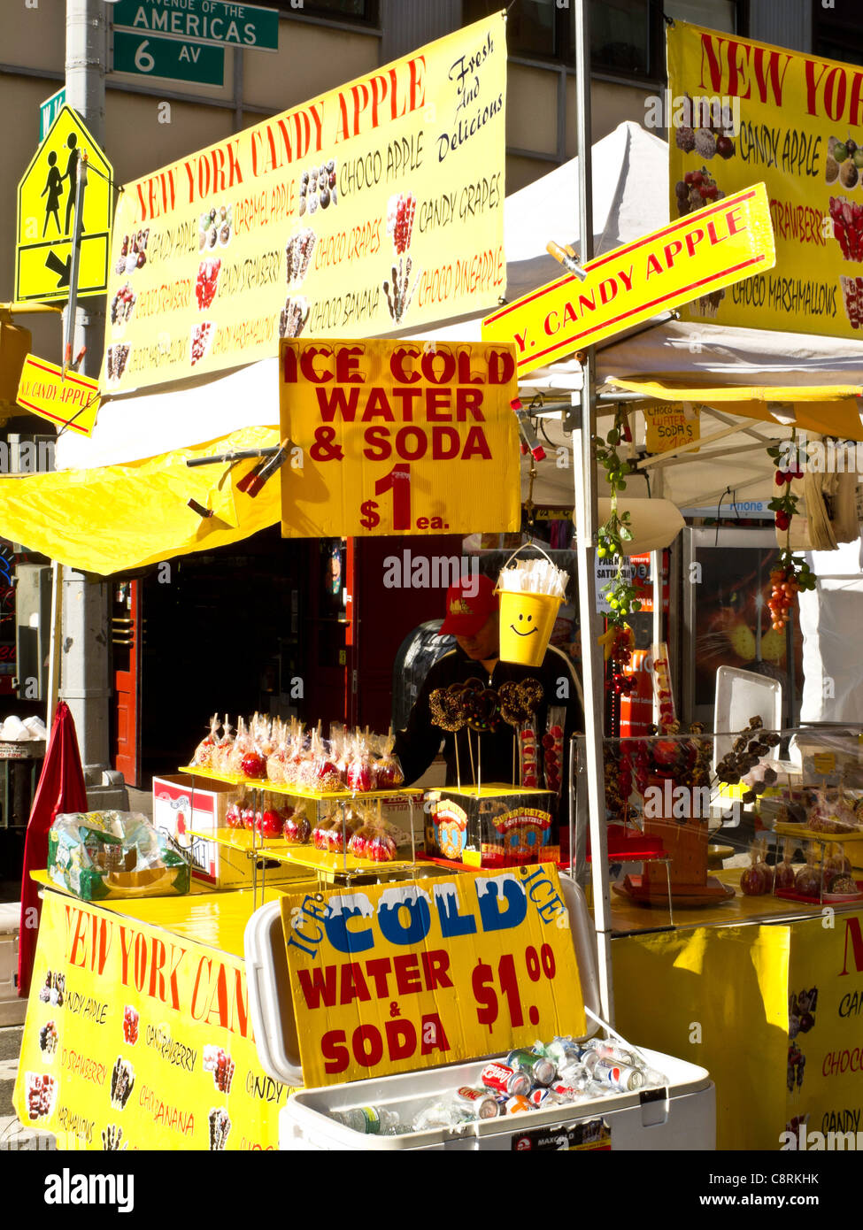 Street Fair, Candy Apple Vendor Stall, Avenue of the Americas, NYC ...