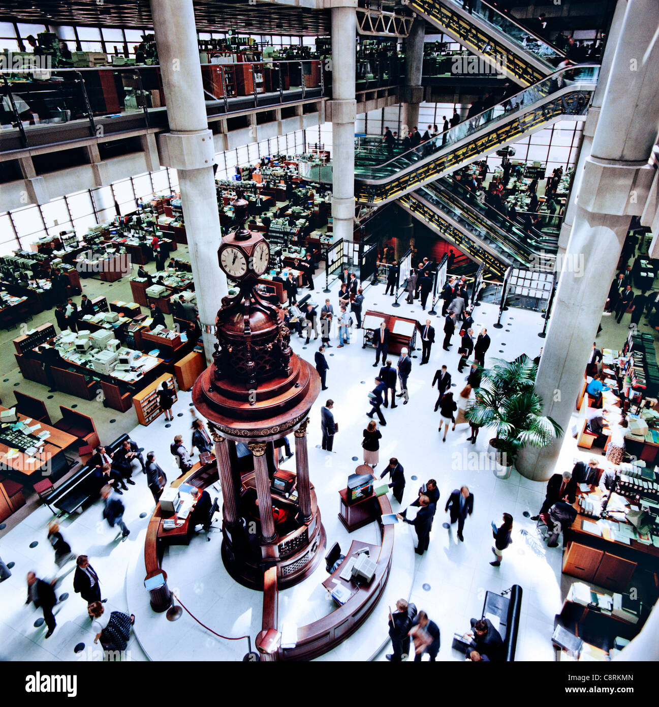 The atrium of the Lloyd's of London building in the City of London ...
