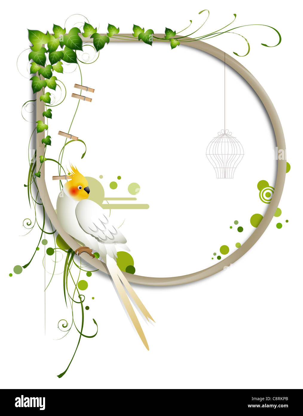 Bird And Cage On Frame Stock Photo - Alamy
