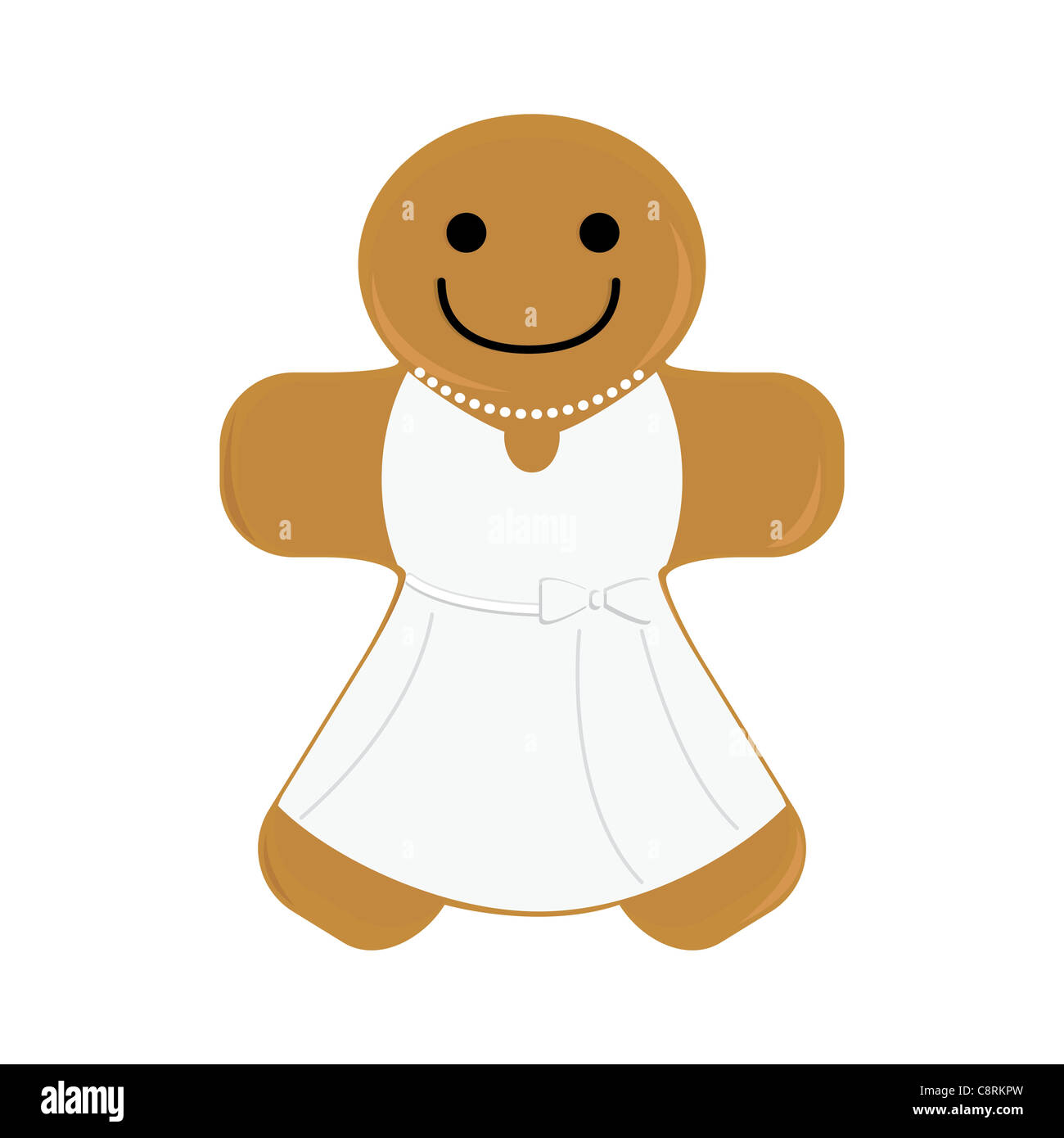 Gingerbread woman in a white dress with pearl necklace Stock Photo - Alamy
