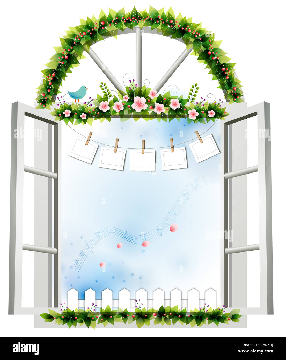 Paper Note String On Window Stock Photo - Alamy