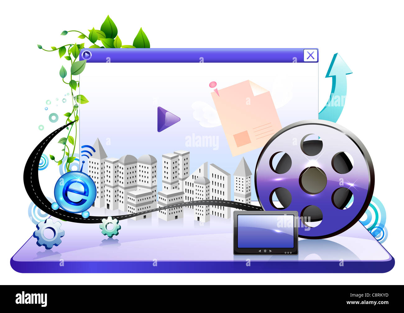 Film reel with digital tablet Stock Photo - Alamy