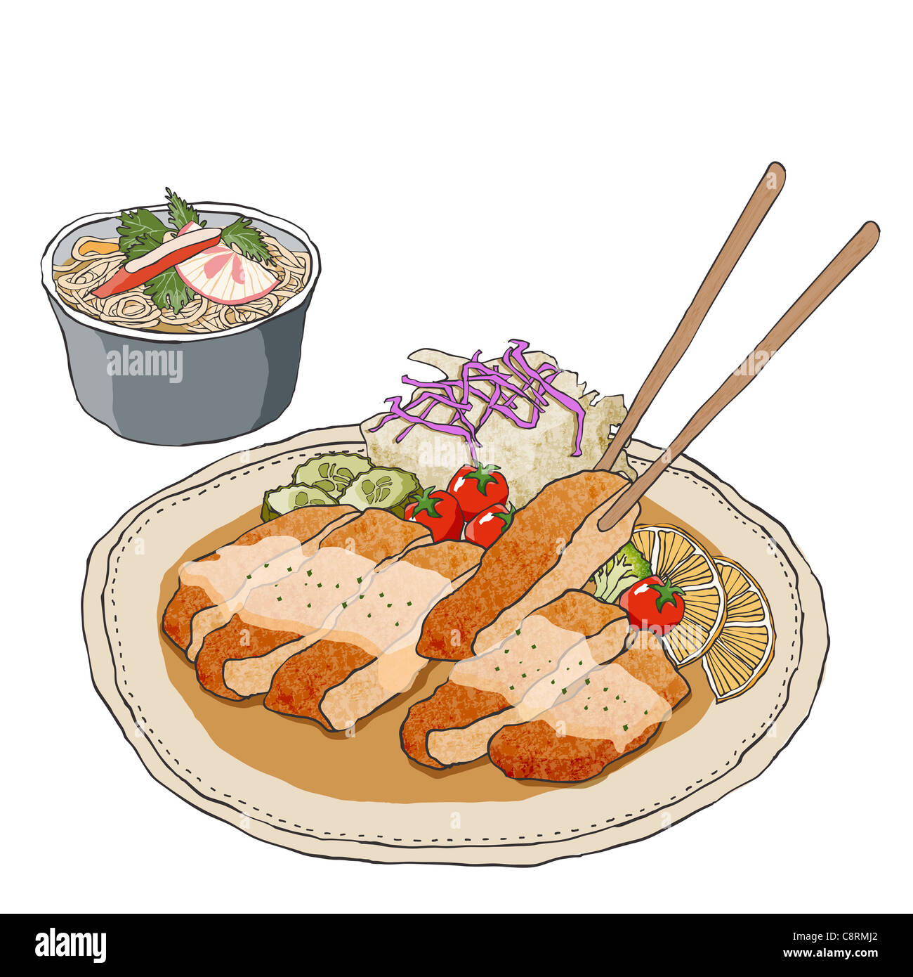 Chopstick and food Cut Out Stock Images & Pictures - Alamy