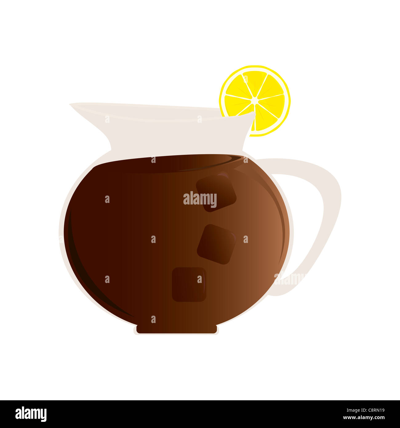 Iced tea pitcher with a lemon slice Stock Photo - Alamy