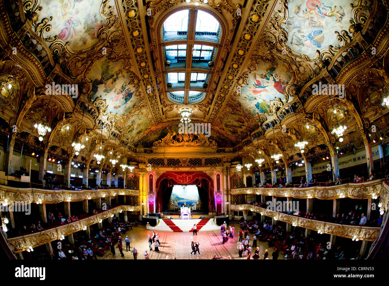 Wonderful interior of the Blackpool ballroom and dance floor with ...