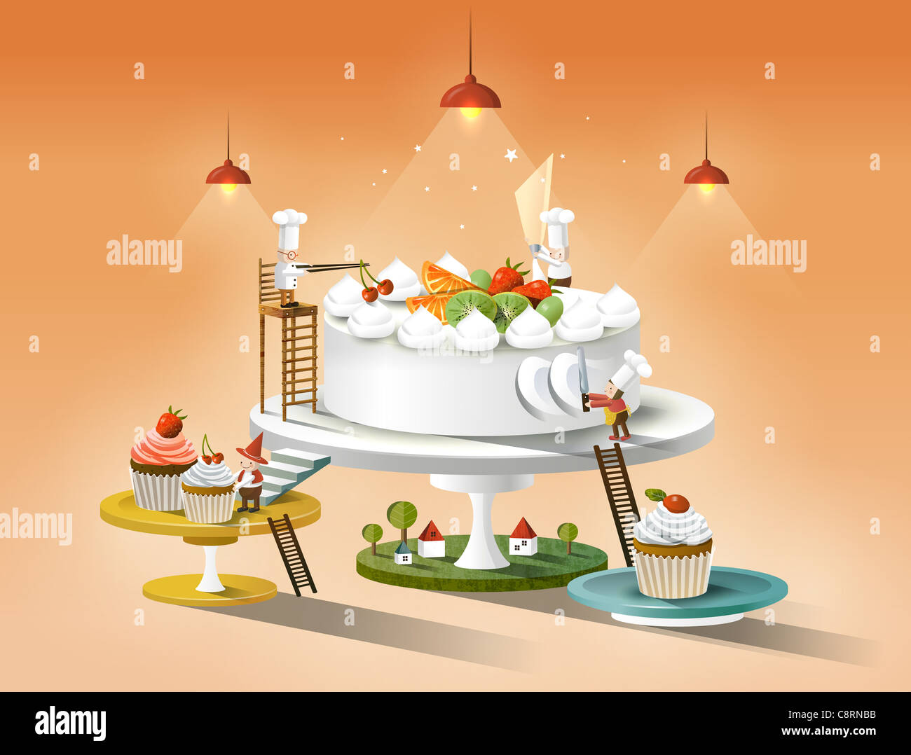 Bakery Worker Making Cake Stock Photo - Alamy