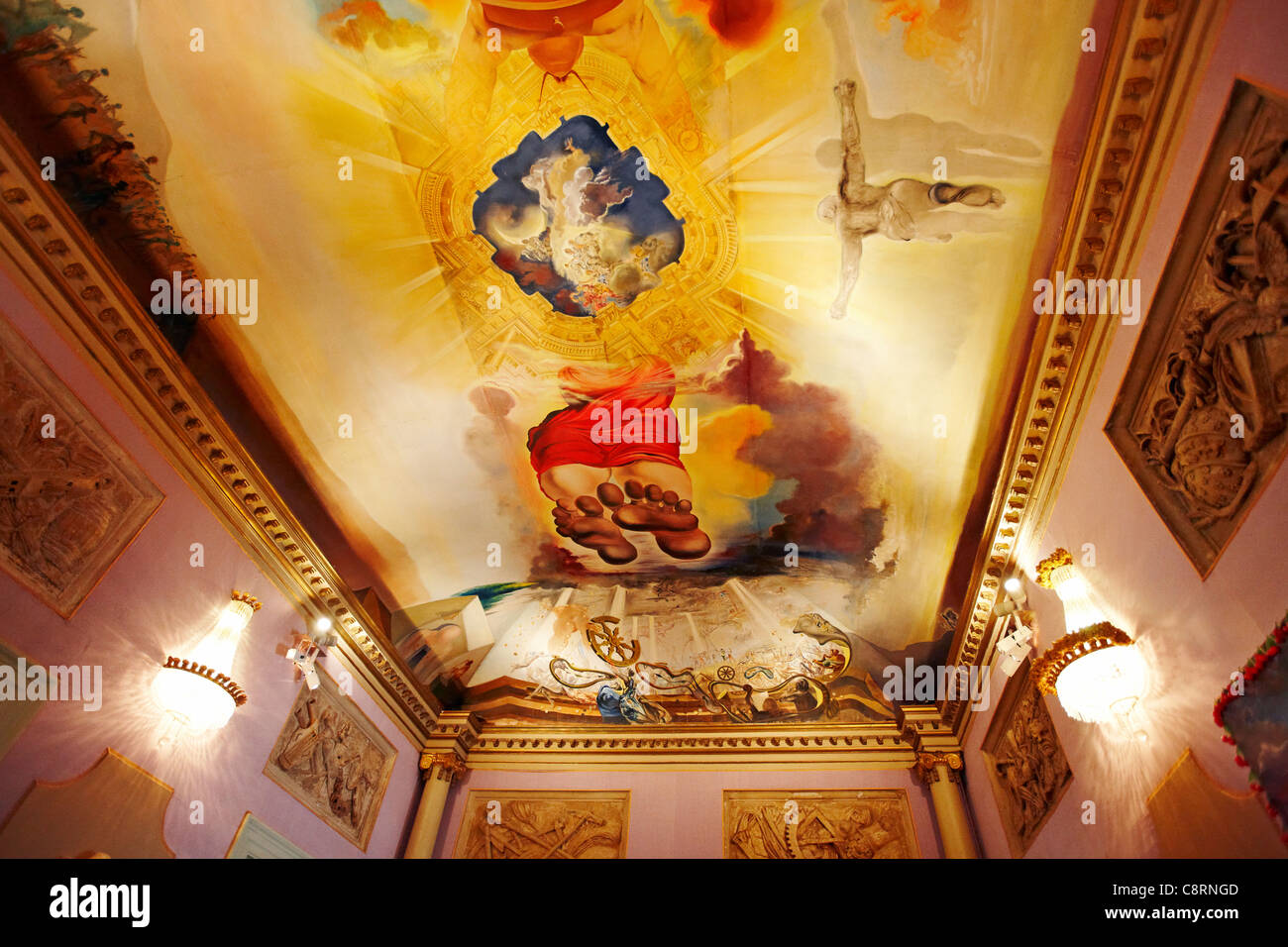 Painted ceiling in Palace of the Wind room. Theatre-Museum of Salvador ...